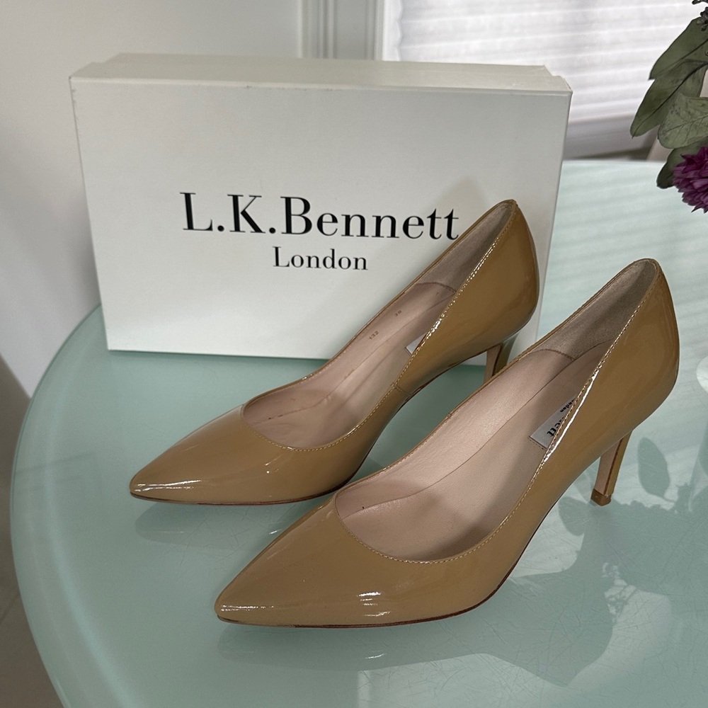 L. K. Bennett London Patent Florete Pumps In Taupe Si… - Gem